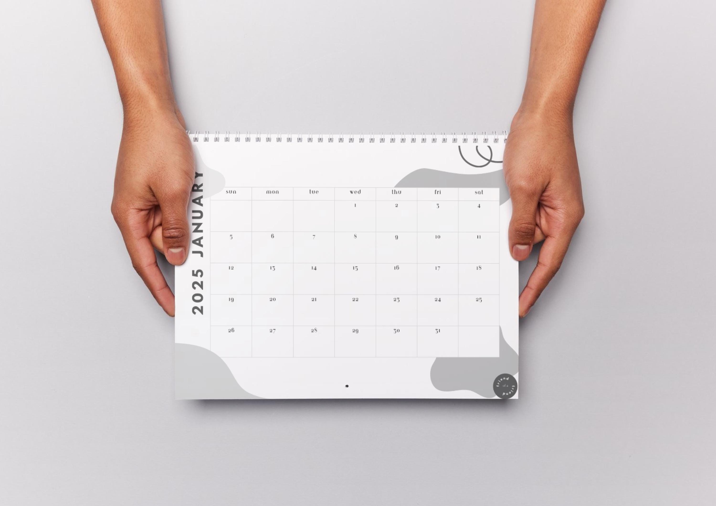 2024-2025 Printable Calendar Funky Black and White - Boho Modern ...