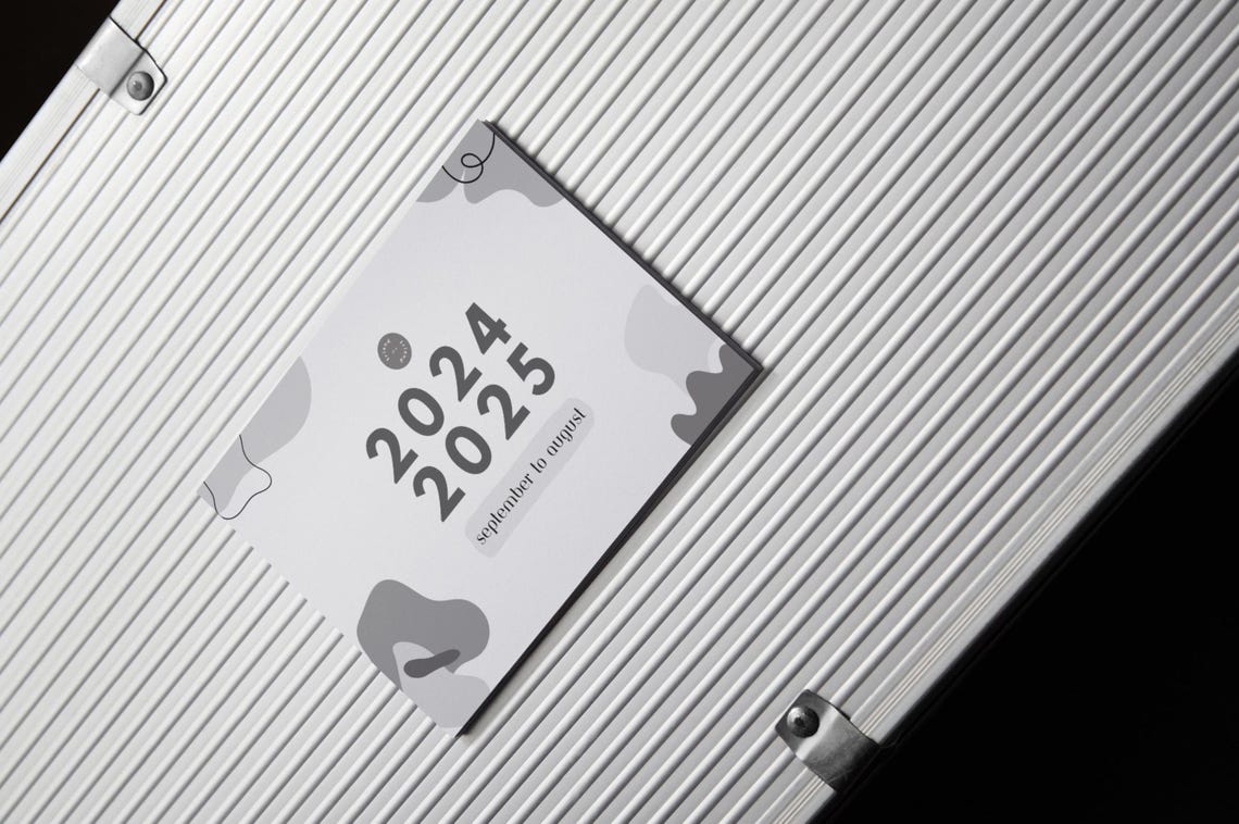 2024-2025 Printable Calendar Funky Black and White - Boho Modern ...