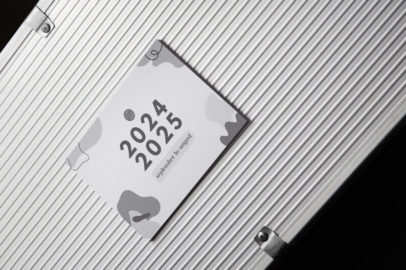 2024-2025 Printable Calendar Funky Black and White - Boho Modern ...