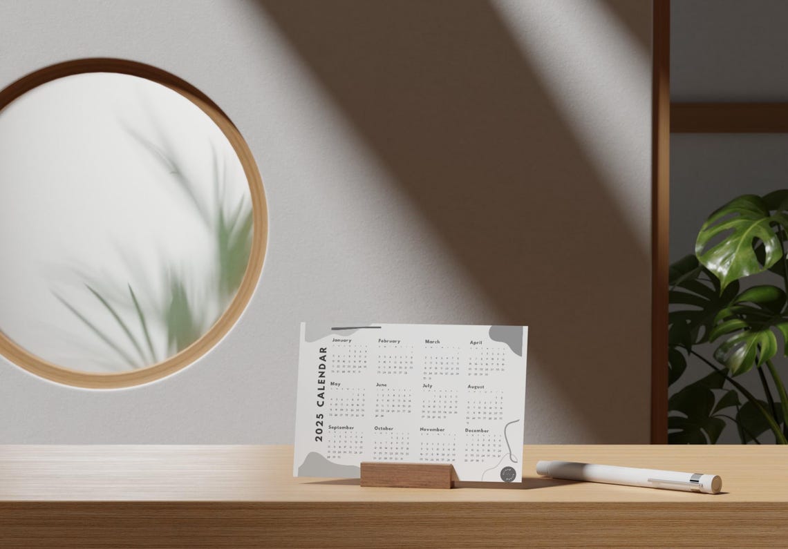 2024-2025 Printable Calendar Funky Black and White - Boho Modern ...