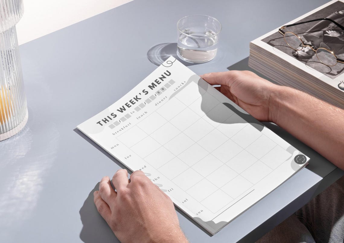 Printable Meal Planner - Black & White | Weekly Meal Plan, Food Tracker ...