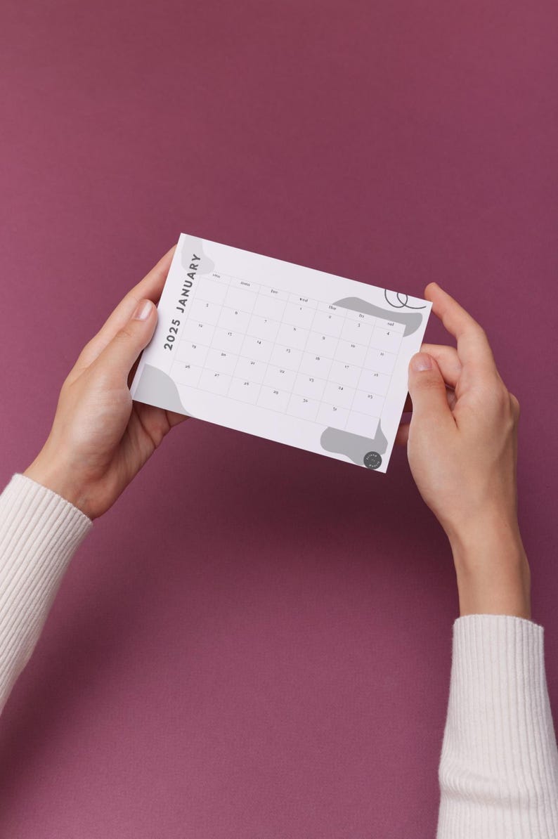 2024-2025 Printable Calendar Funky Black and White - Boho Modern ...