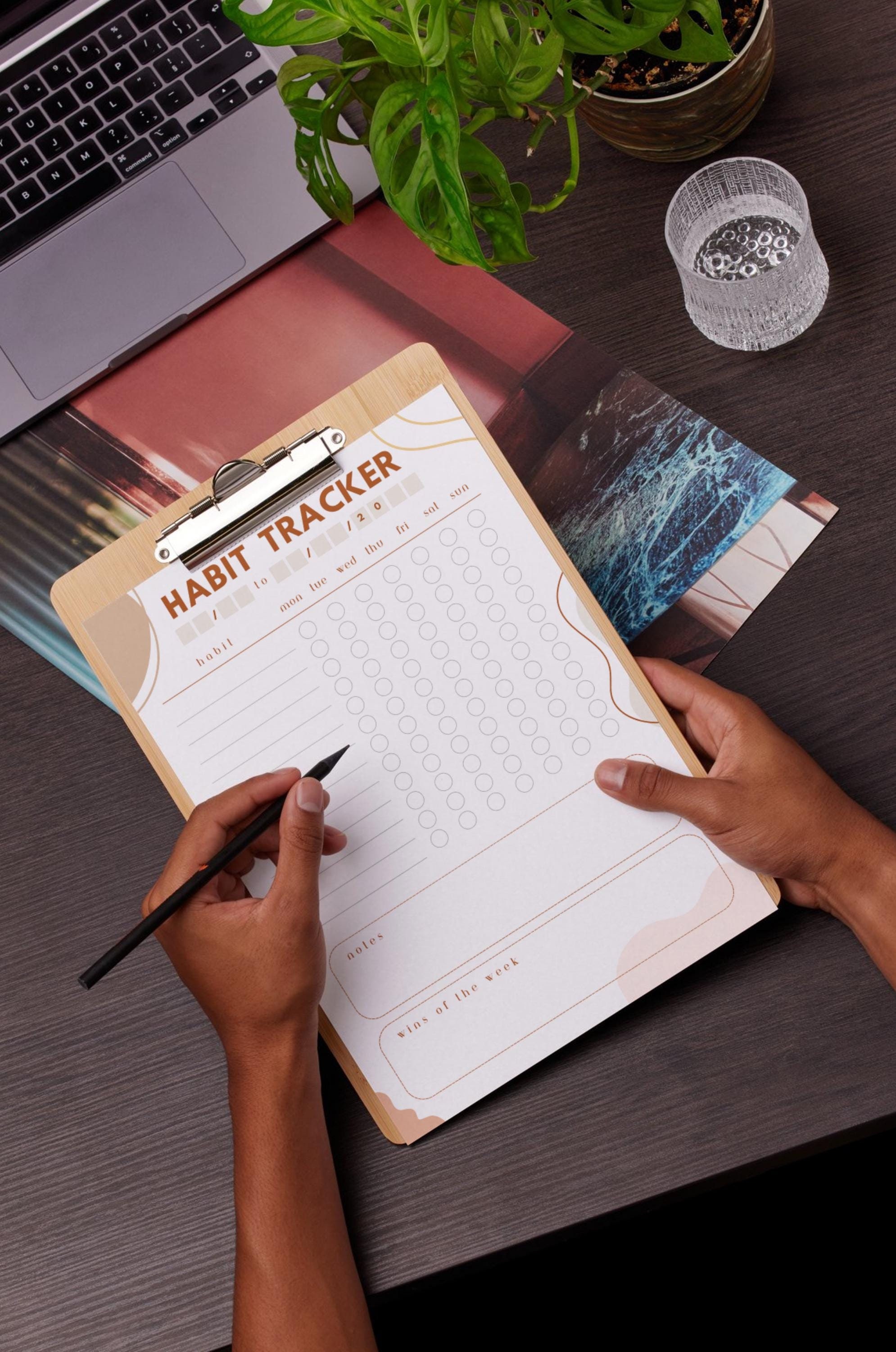 2024 Earth Tone Habit Tracker - Printable Daily Habit Tracker, Boho ...