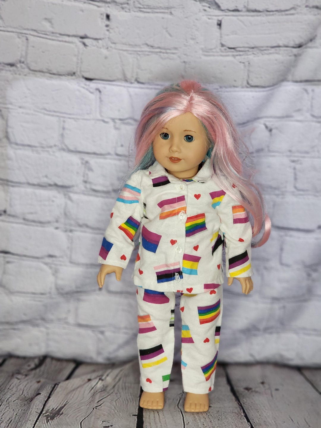 18 Inch Doll Clothes - Pride Flags Flannel Pajamas - RAINBOW - Fits ...
