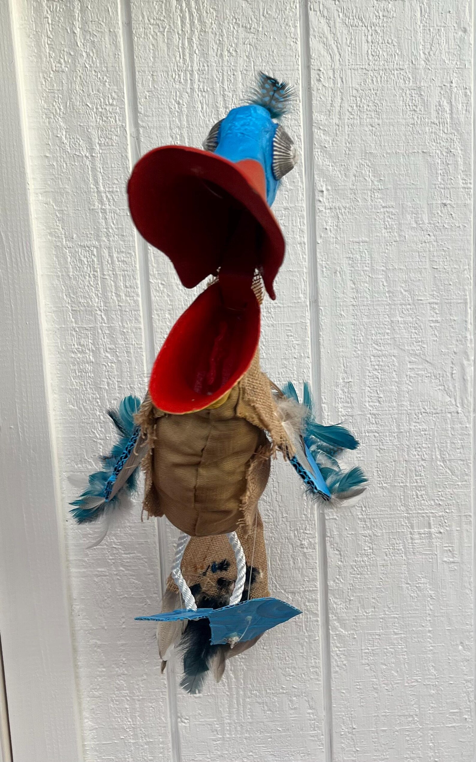 Whimsical Blue and Tan Bird Marionette - Handcrafted Puppet With ...