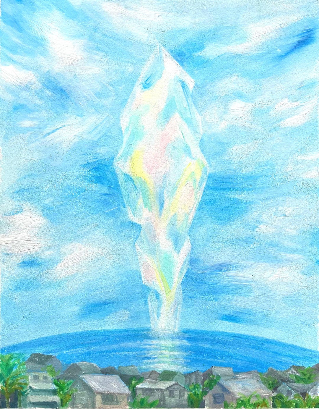 It Will End on a Bright Sunny Day: Surrealist Painting of Towering ...