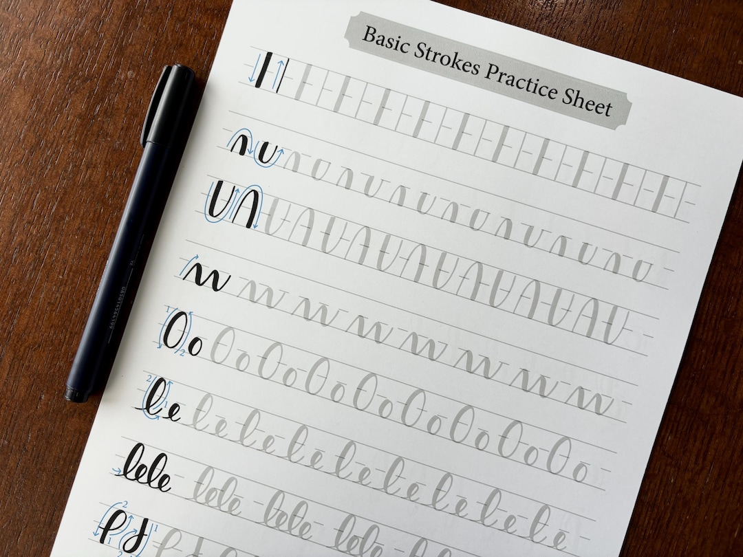 Calligraphy Practice Worksheets for Brush Tip Pen - Etsy