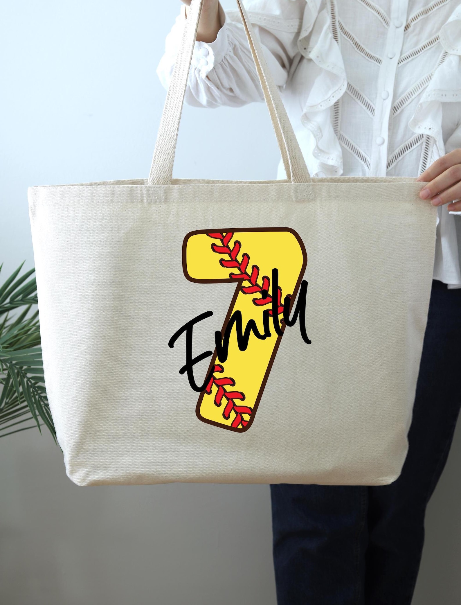 Custom Softball Name and Number Tote Bag, Personalized Softball Gift ...