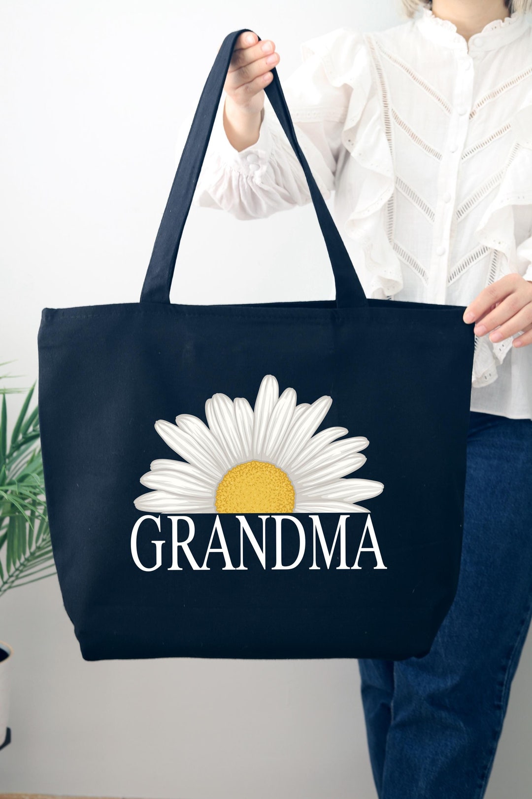Grandma Daisy Tote Bag, Gift for Grandma, Floral Grandma Bag, Grandma ...