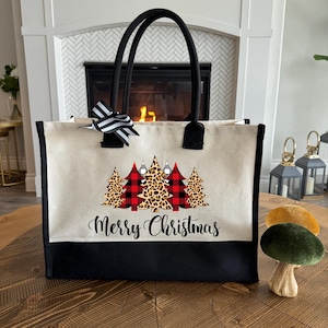 Merry Christmas Tote Bag, Christmas Tree Bag, Christmas Gift Bag, Merry ...