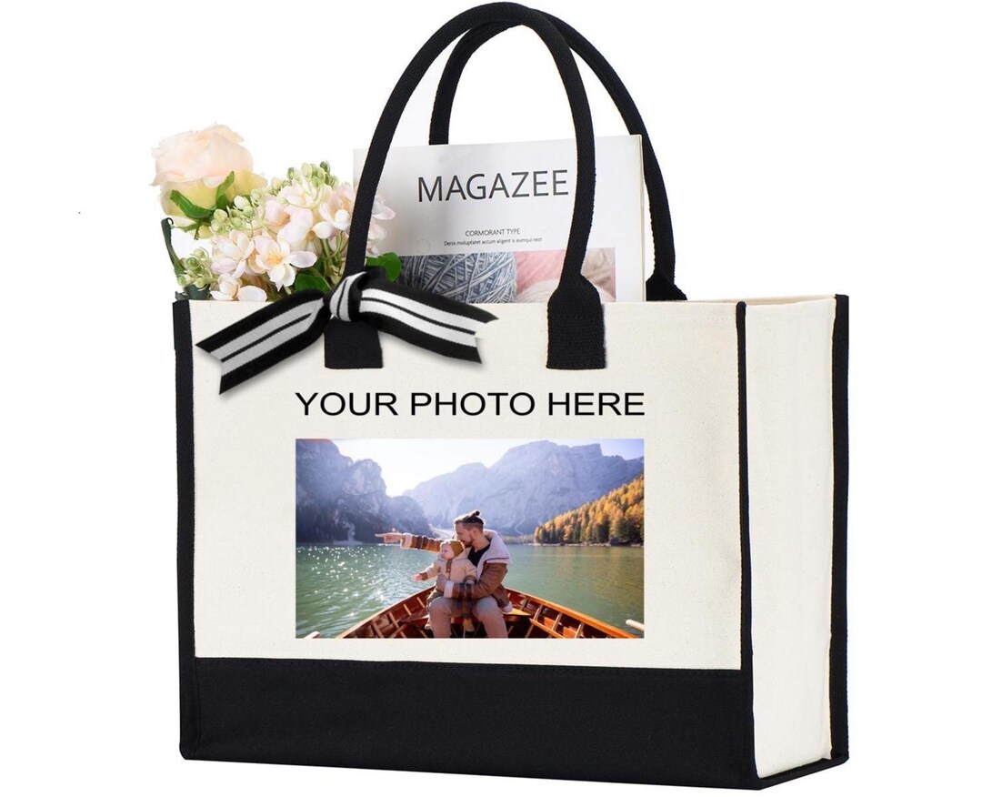 Custom Text Design Photo Tote Bag, Custom Tote Bag, Personalized Bag ...