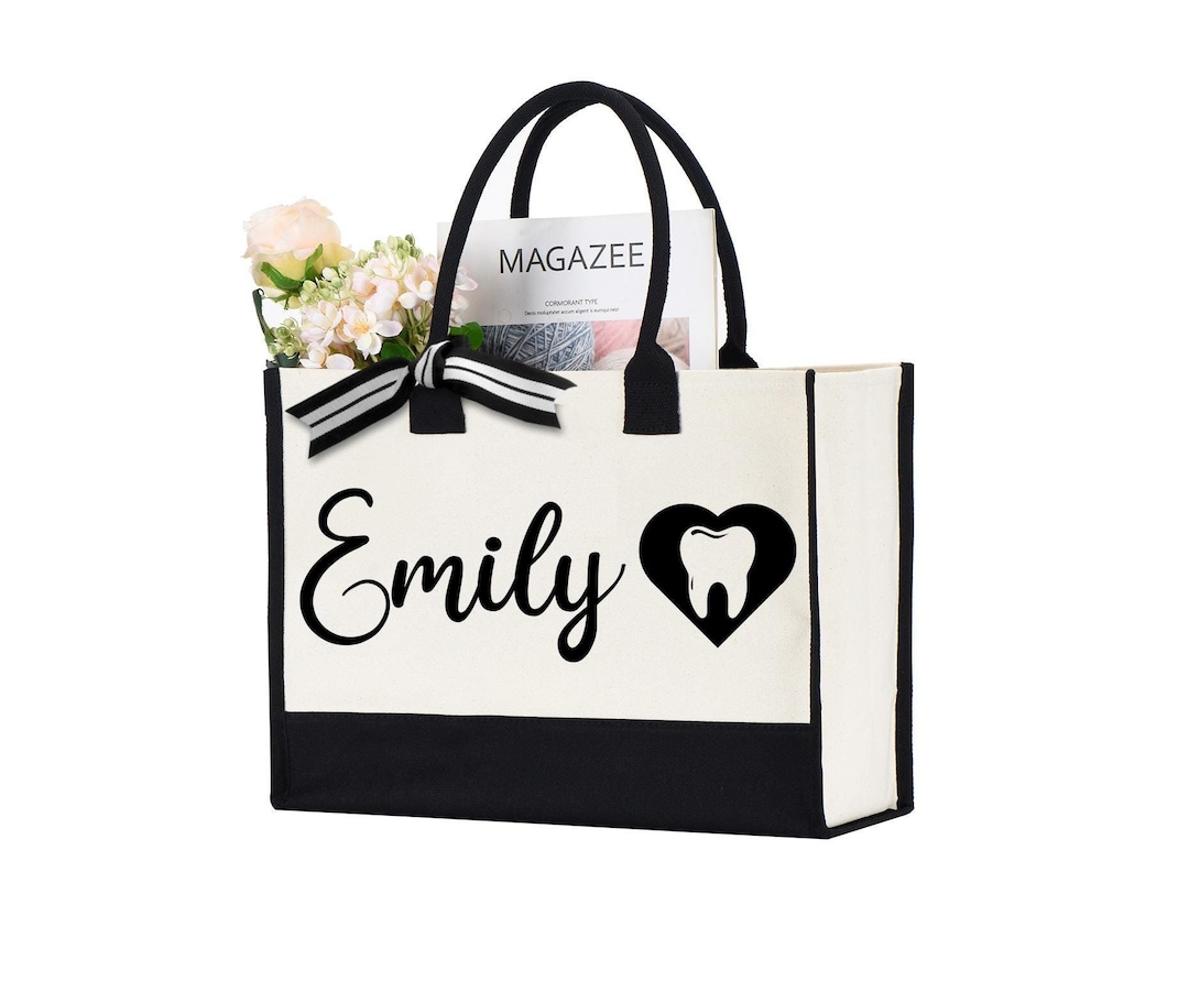Custom Tooth Tote Bag, Hygienist Dental Hygiene Bag, Personalized ...