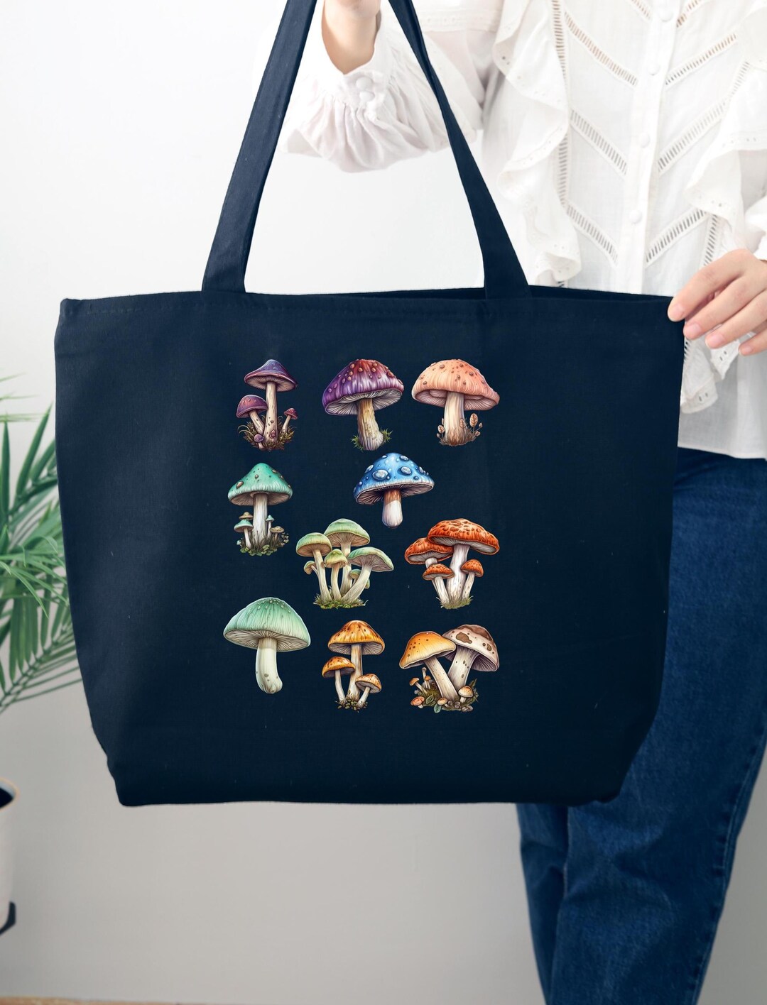 Vintage Mushrooms Tote Bag, Mushrooms Bag, Gift for Friend, Spiritual ...