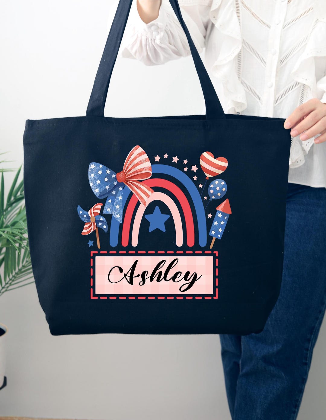 Custom 4th of July Tote Bag, Patriotic Gift Bag, Personalized 4th of ...