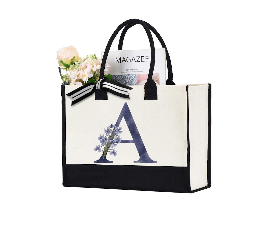 Personalized Monogram Tote Bag, Custom Name Initial Bag, Initial Bag ...