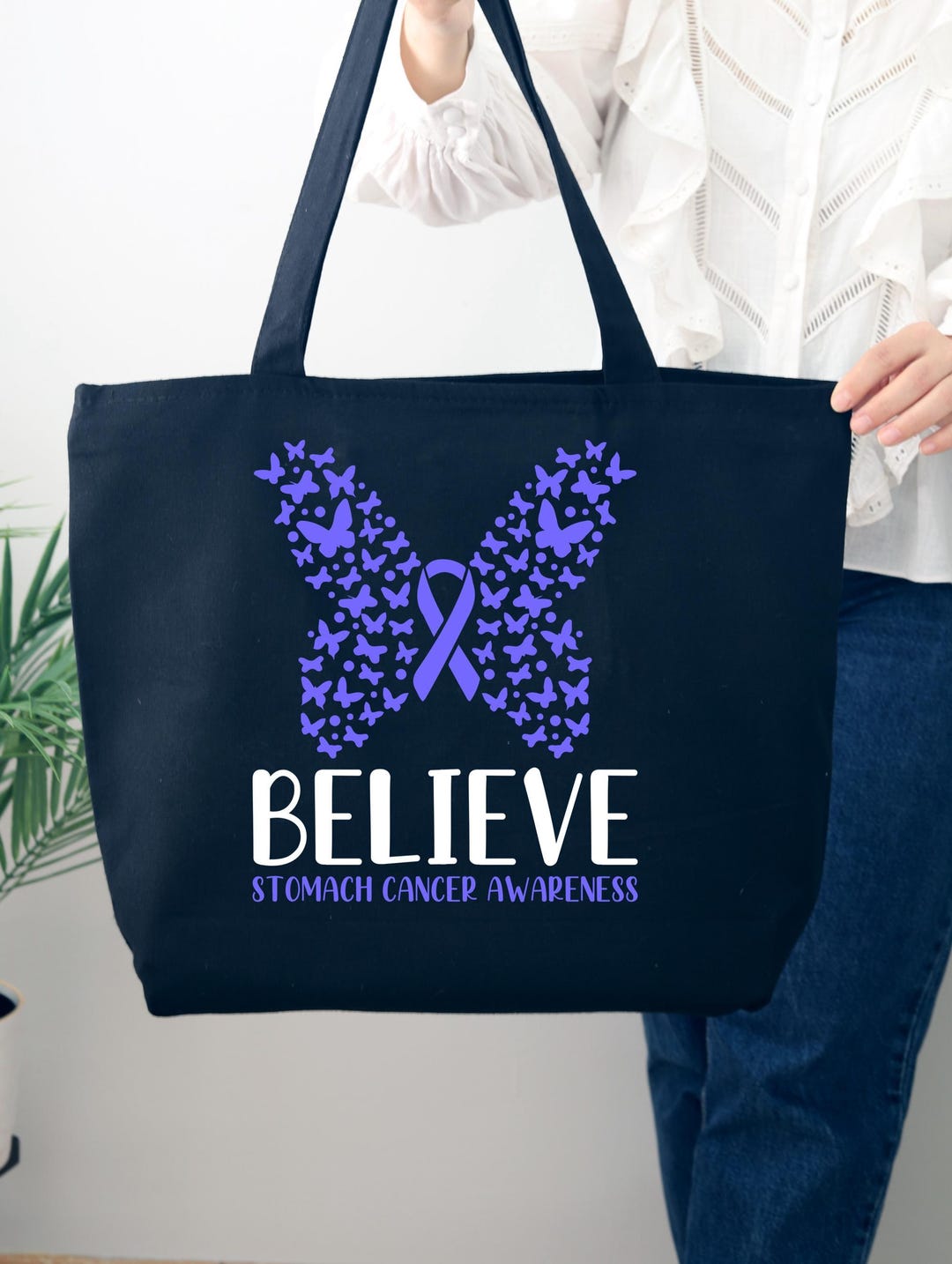 Stomach Cancer Awareness Ribbon Tote Bag, Stomach Cancer Bag, Cancer ...