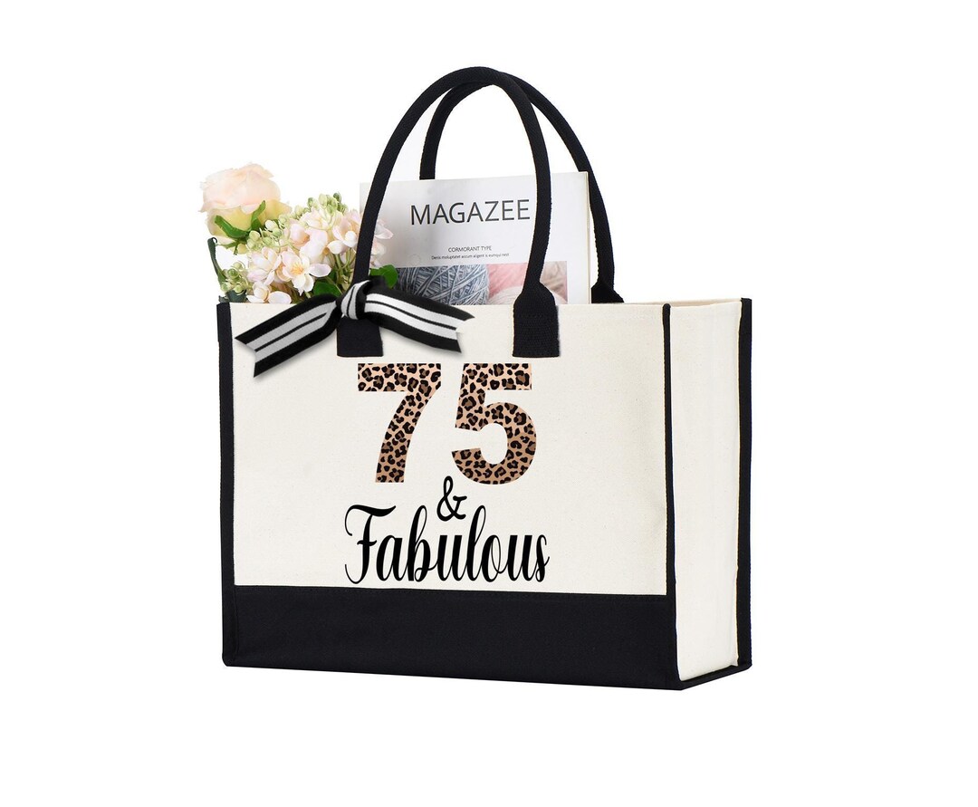 75 & Fabulous Tote Bag, Birthday Tote Bag, 75 Birthday, Cheers to 75 ...