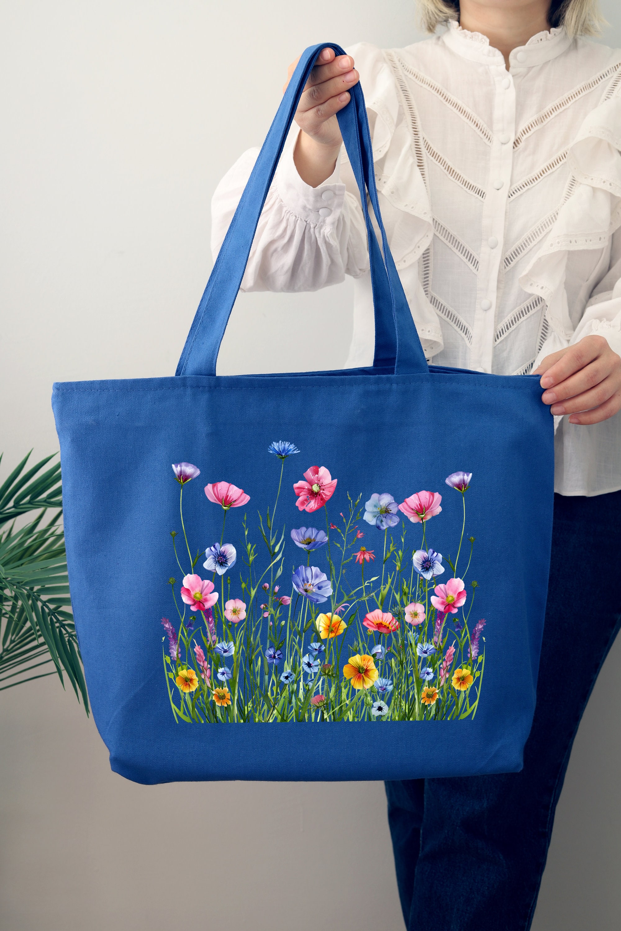 Floral Tote Bag, Wildflower Tote Bag, Women Gift Bag, Floral Botanical ...