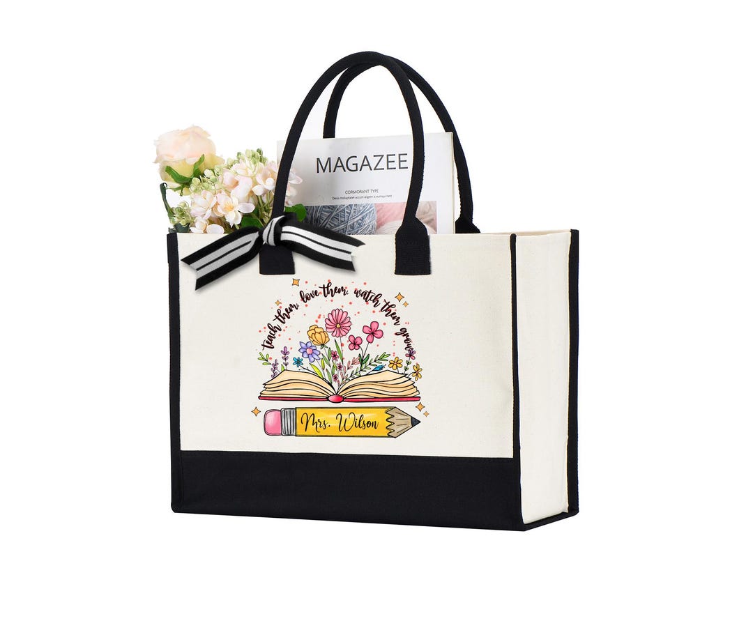 Custom Teacher Tote Bag, Personalized Teacher Bag, Teacher Appreciation ...