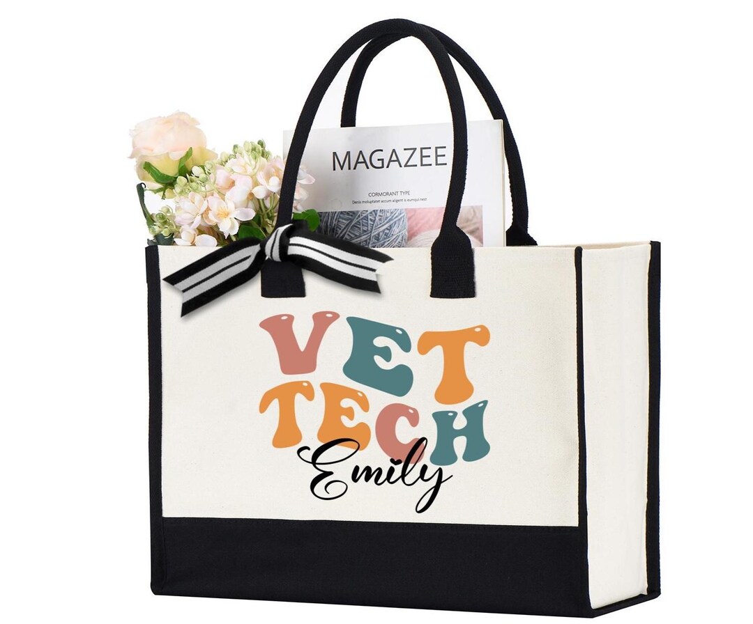 Custom Vet Tech Tote Bag, Personalized Vet Tech Gifts, Veterinarian Bag ...