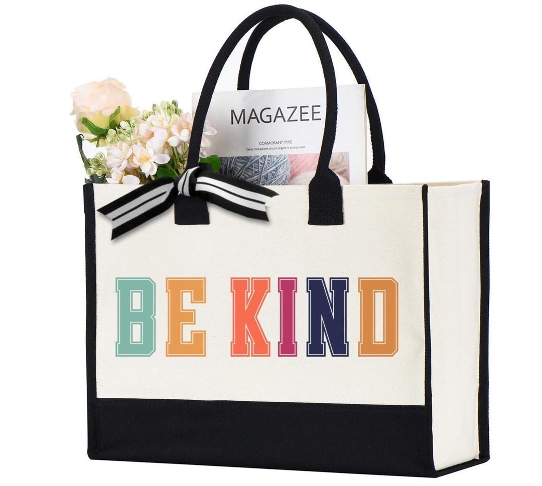 Be Kind Tote Bag, Motivational Bag, Book Tote Bag, Be Kind Gift Bag ...