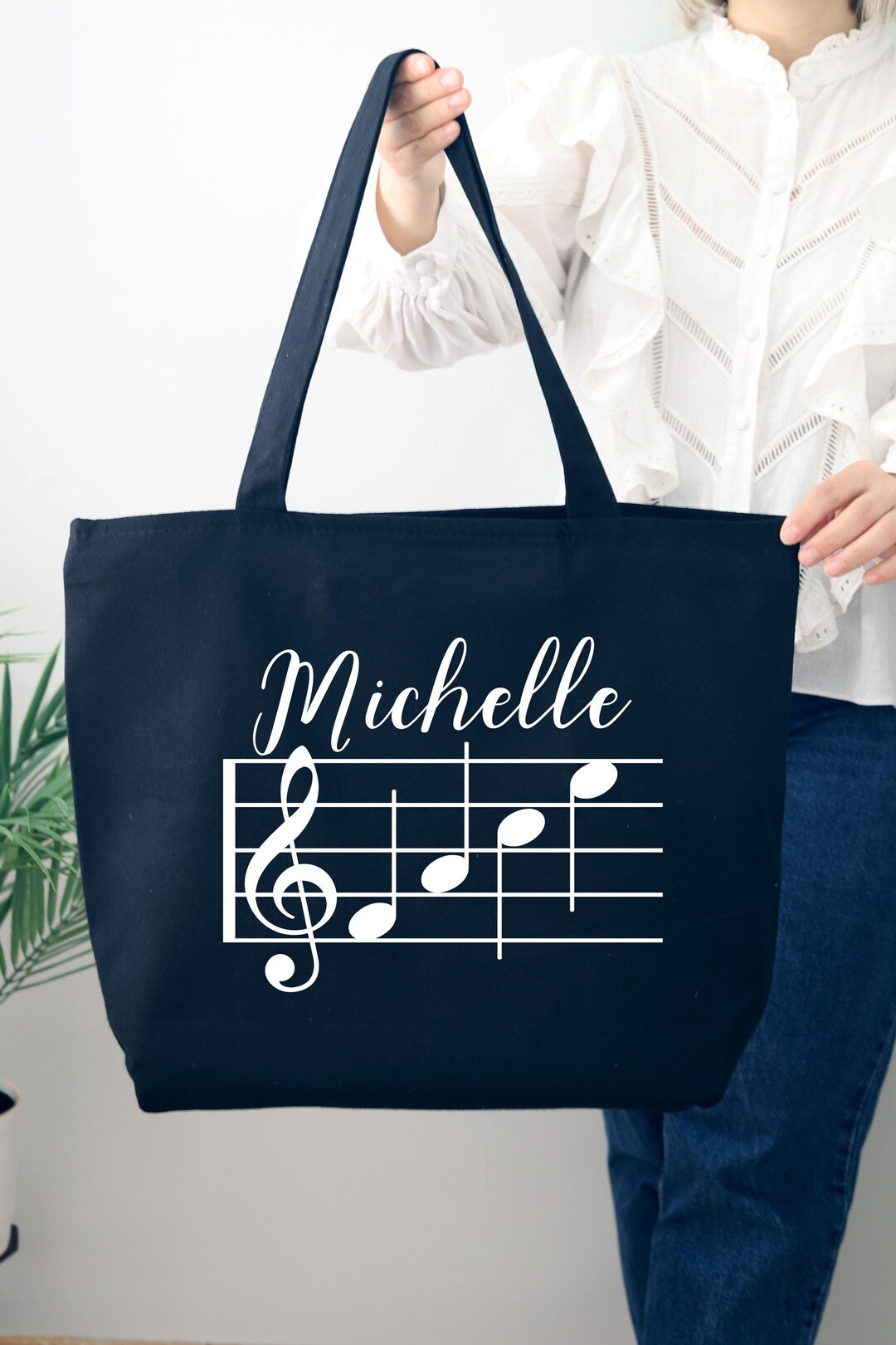 Personalized Music Teacher Tote Bag, Custom Name Music Teacher Bag ...