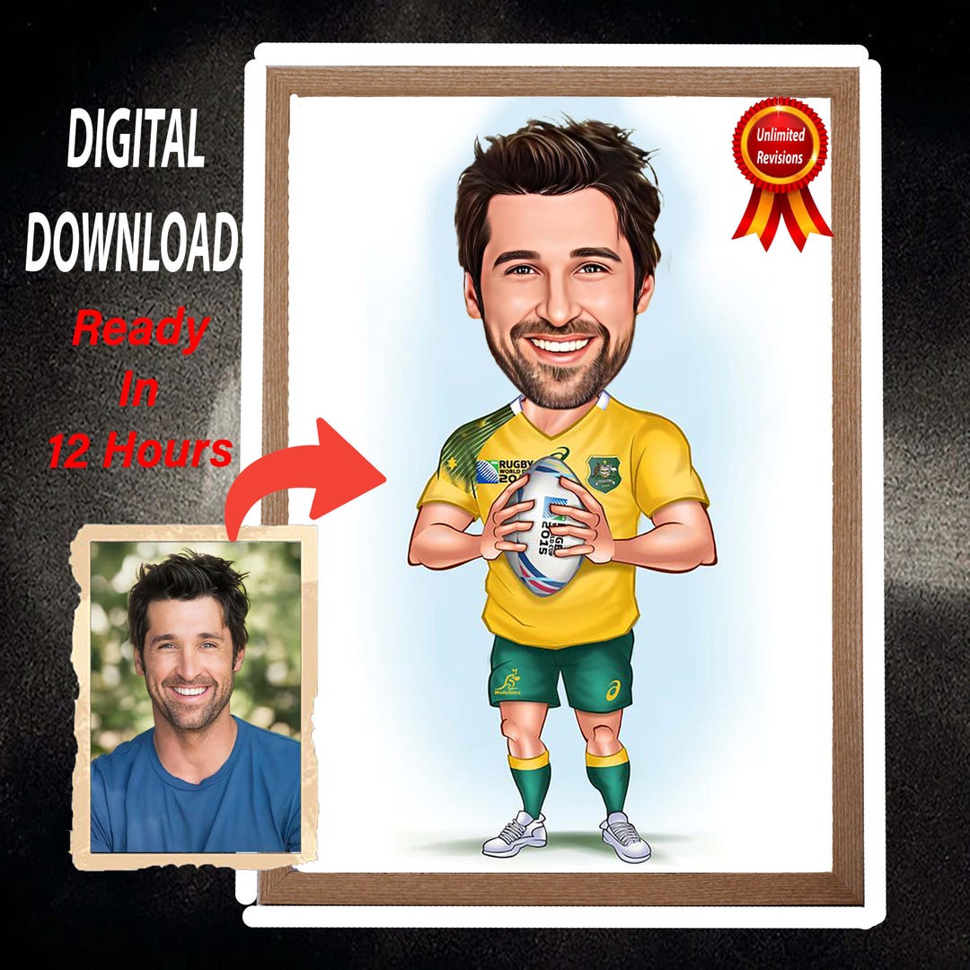 Custom Rugby Player Gift, Football Player Caricature From Photo, Funny ...