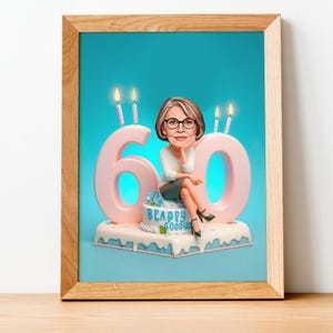 60th Birthday Caricature for Him Custom Birthday Gift Cartoon Portrait ...