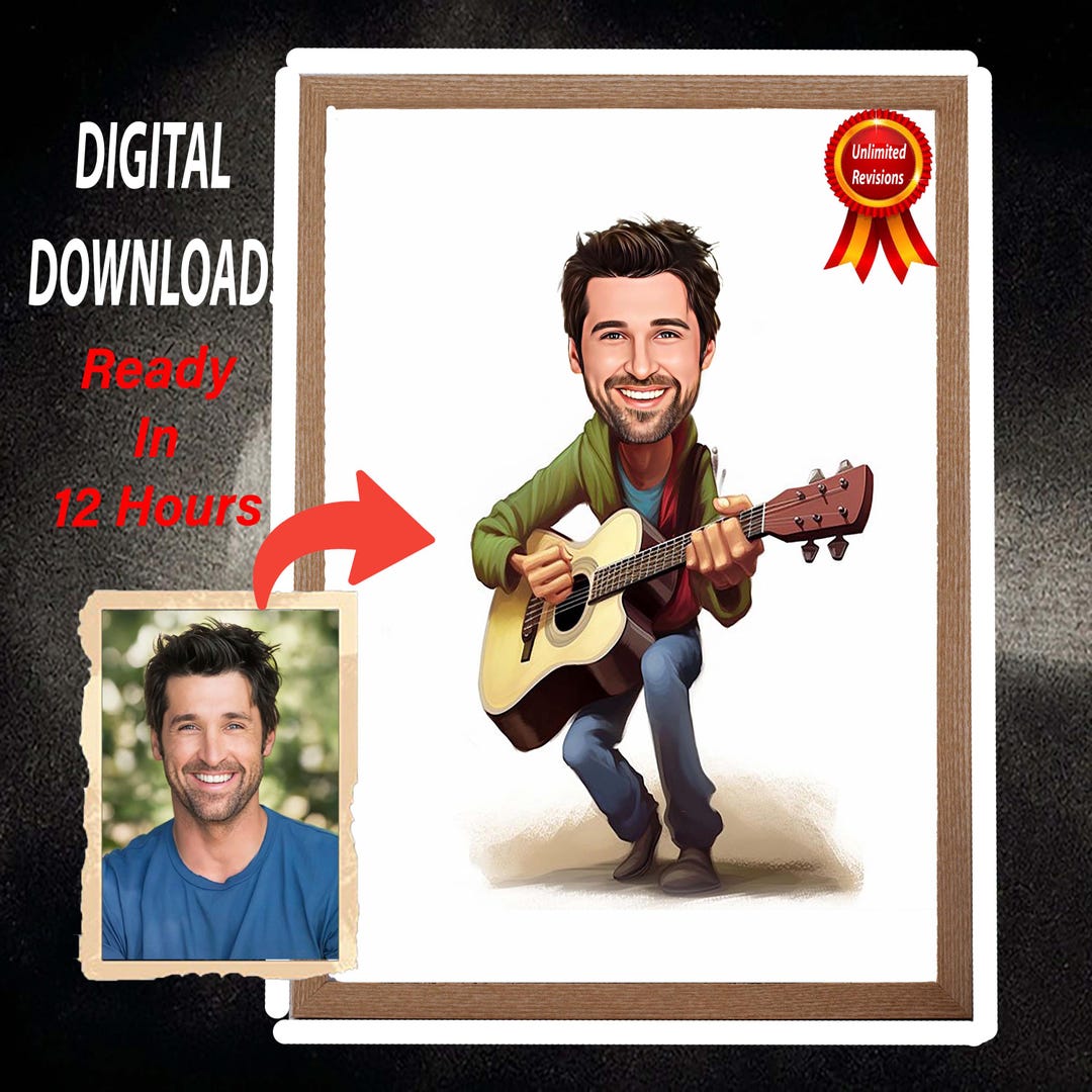 Custom Singer Cartoon Portrait: Personalized Caricature Gift (digital ...
