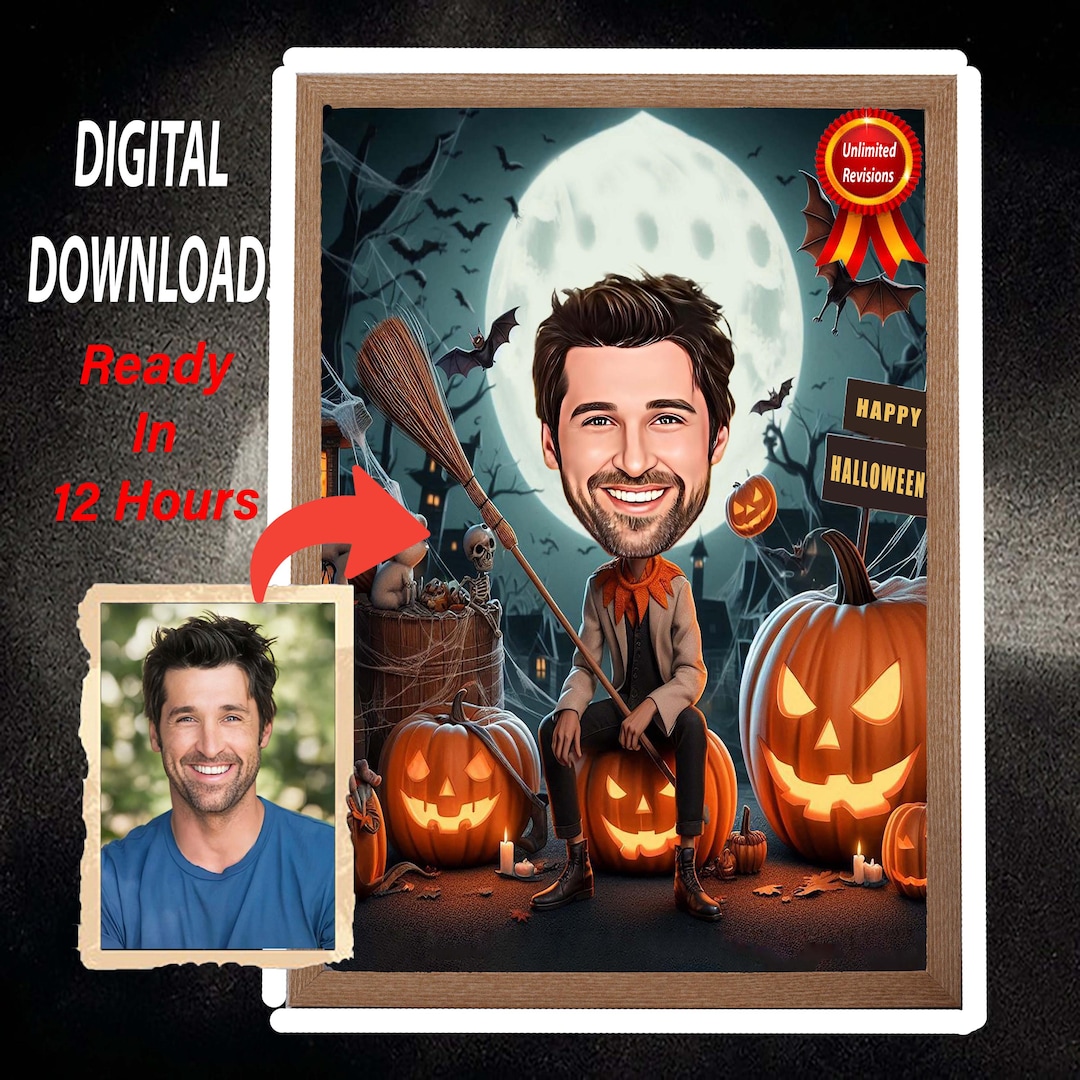 Personalized Halloween, Custom Halloween Cartoon Portrait,caricature ...