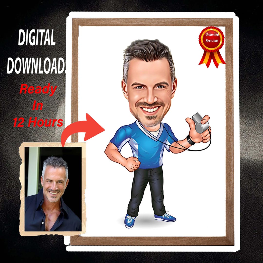 Custom Coach Cartoon Portrait, Coach Portrait, Coach Gift, Coach ...