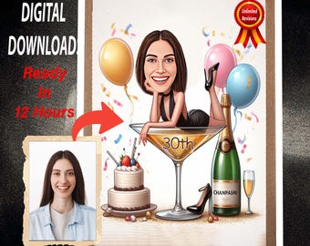 Customized 40th Birthday Caricature From Photos, Happy Birthday Cartoon ...