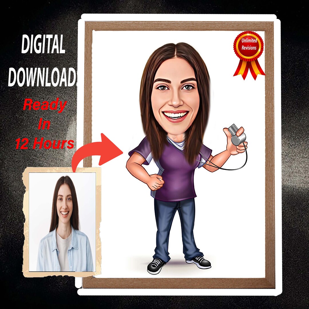 Female Coach Caricature, Funny Cartoon Image of a Coach, Funny Coach ...