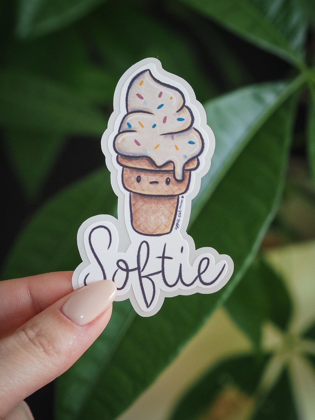 Softie Matte Vinyl Sticker - Cute Kawaii Sticker for Ice Cream Lovers ...