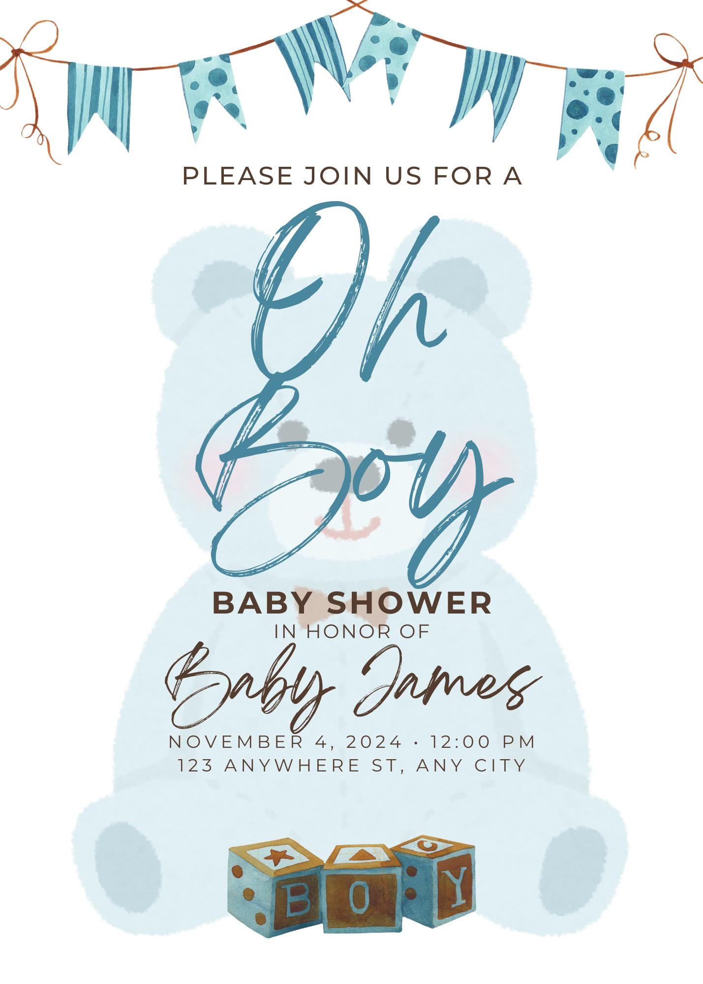 Cute Baby Boy Baby Shower Invitation Design - Etsy