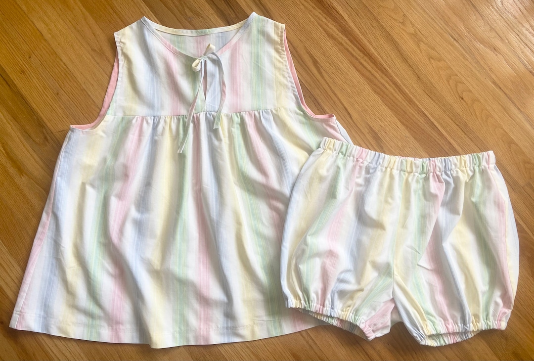 Vintage 60s-inspired Babydoll Pajamas *CUSTOM SIZE* Cotton Striped ...