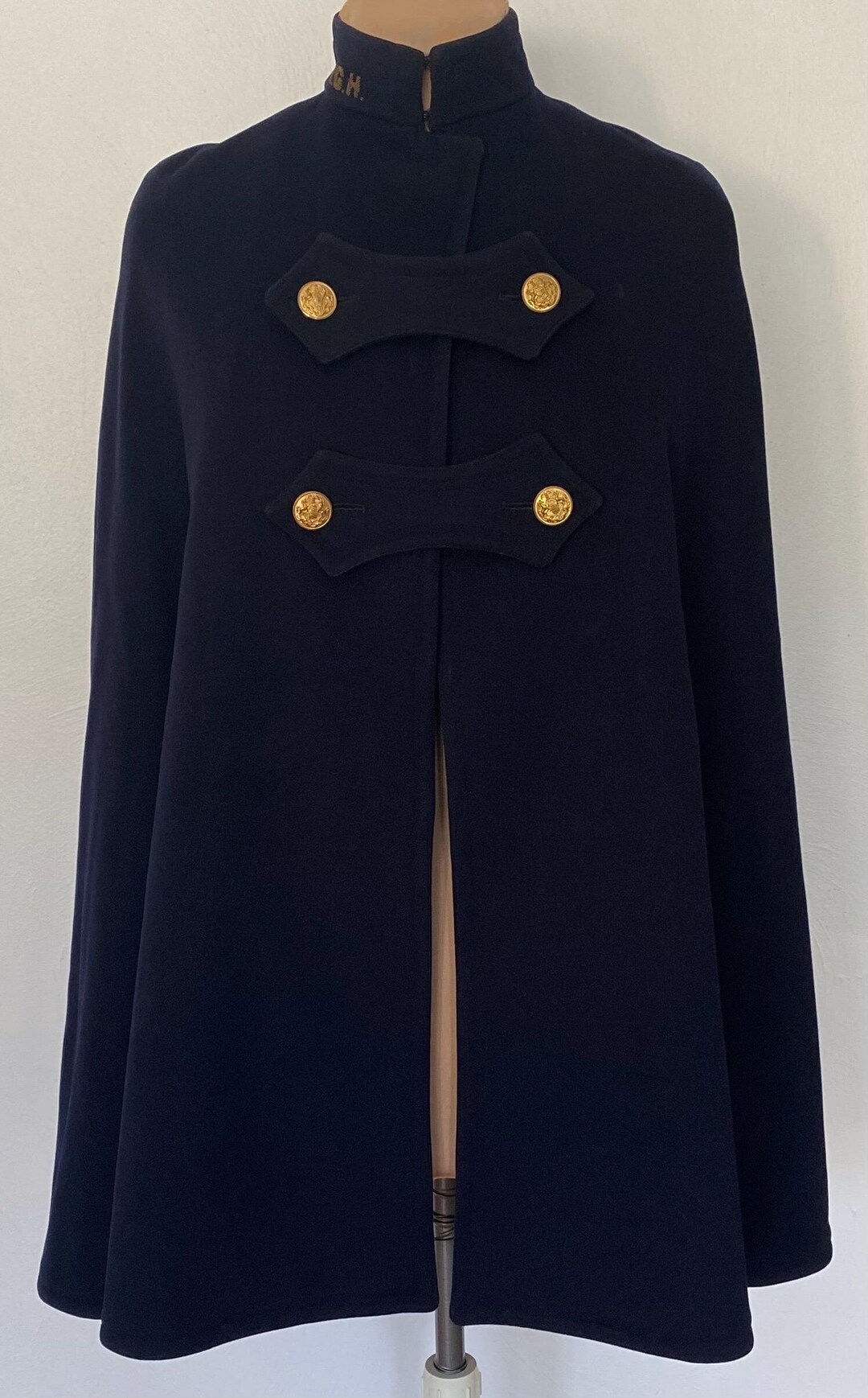 Vintage 40s 50s Wool Nursing Cape ADELPHIA UNIFORM Navy Red WWII ...