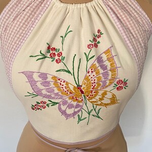 Vintage 70s-inspired BUTTERFLY Halter Top *large* Purple Seersucker ...