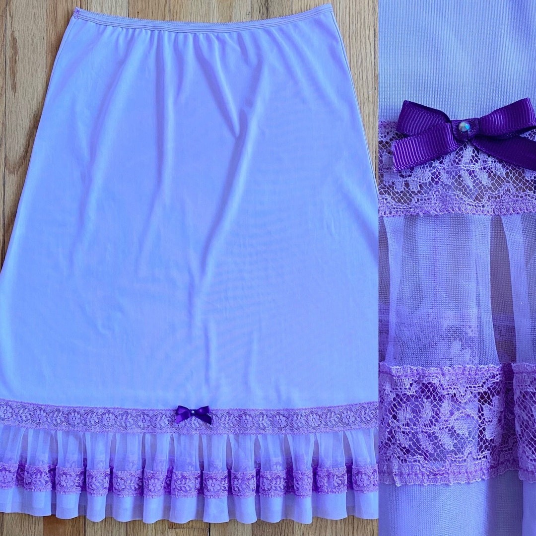 Vintage 60s Ruffled Half Slip *medium/large* SEAMPRUFE Purple Sheer ...