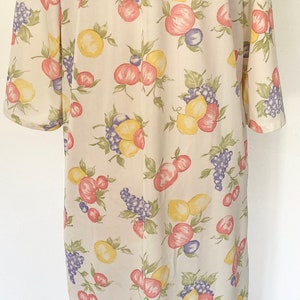Mod Vintage 60s FRUIT PRINT Housecoat *large* Long Knit Snap Front Robe ...