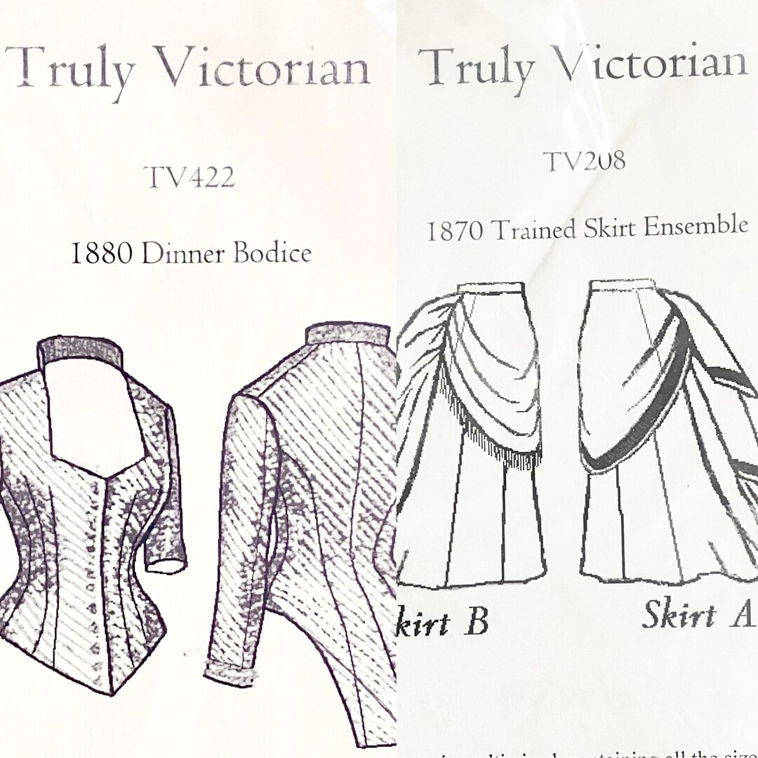 Lot of 2 Truly Victorian Sewing Patterns TV208 Trained Skirt and TV422 ...