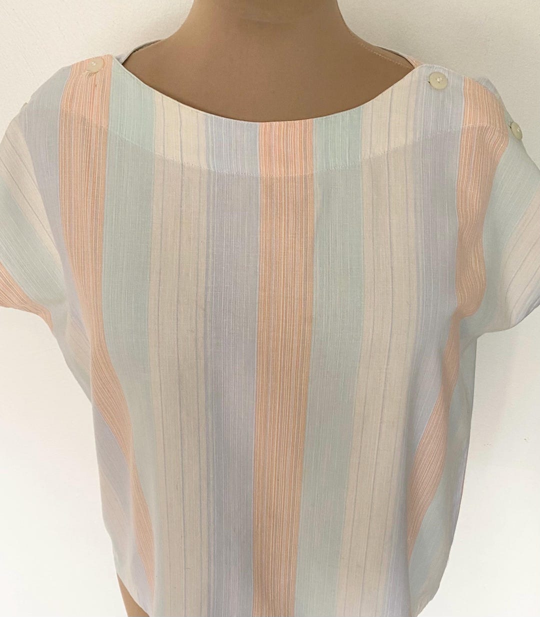 Vintage 80s Button-shoulder Top *large* JANTZEN Striped Sleeveless ...