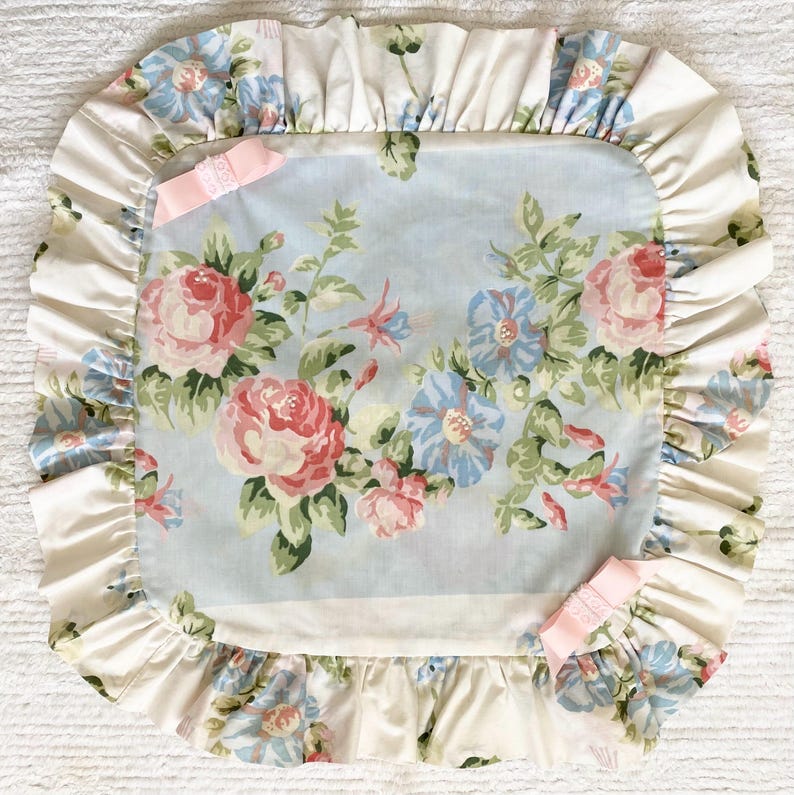 Vintage 80s LAURA ASHLEY Pillow Case 20 Shabby Chic Ruffled Storage ...