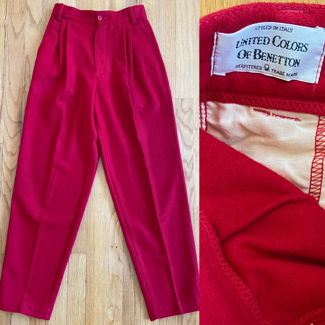 SALE Vintage Wool High Waist Slacks size 6 BENETTON Red - Etsy