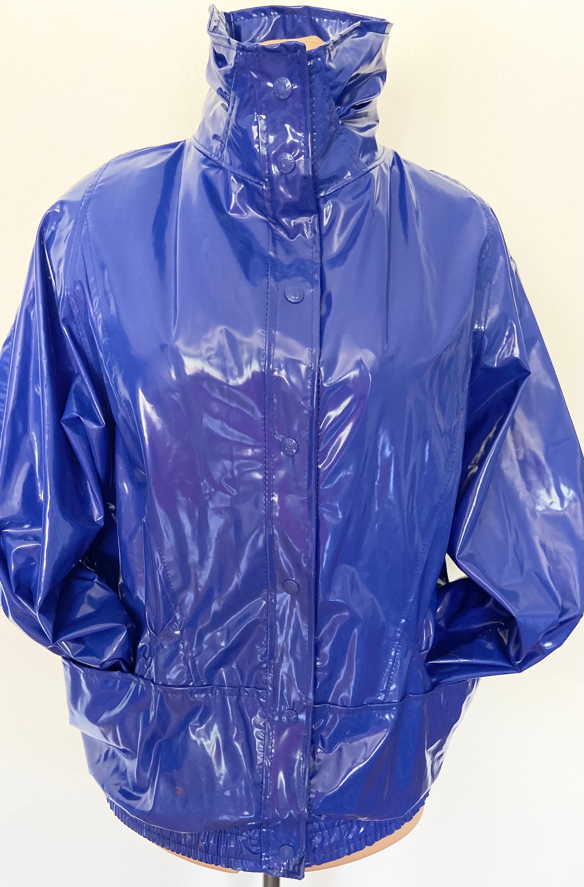 Vintage Vinyl Rain Jacket medium WIPPETTE Kenn Sporn Blue - Etsy