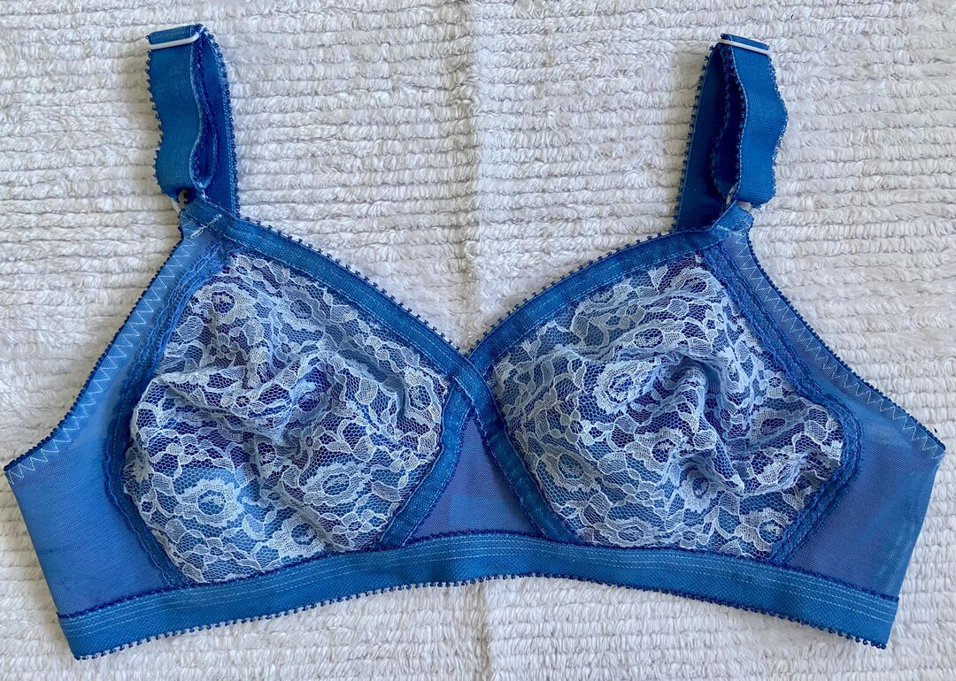 Vintage PLAYTEX Lace Bra 40C Blue 60s Lingerie Wireless Brassiere - Etsy