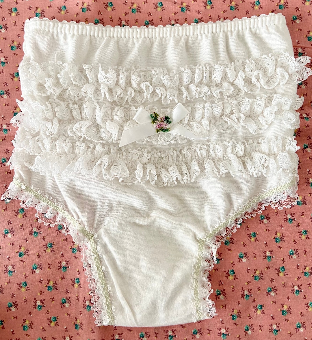SALE Vintage Rhumba Panties 9 Months SMALL STEPS White Cotton Ruffled ...
