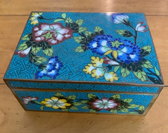Antique Chinese Cloisonne Box . Hand Painted Box . Enamel Box . Hand ...