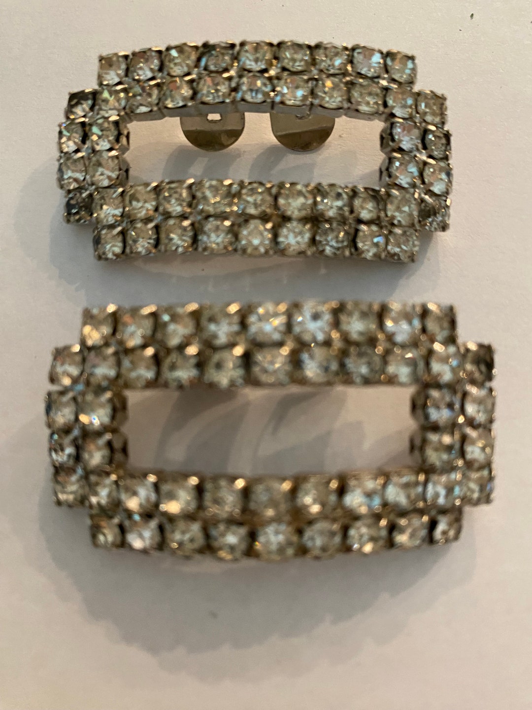 Pair Vintage Rhinestone Shoe Buckles - Etsy