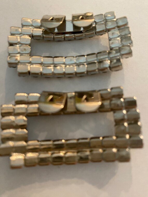 Pair Vintage Rhinestone Shoe Buckles - Gem
